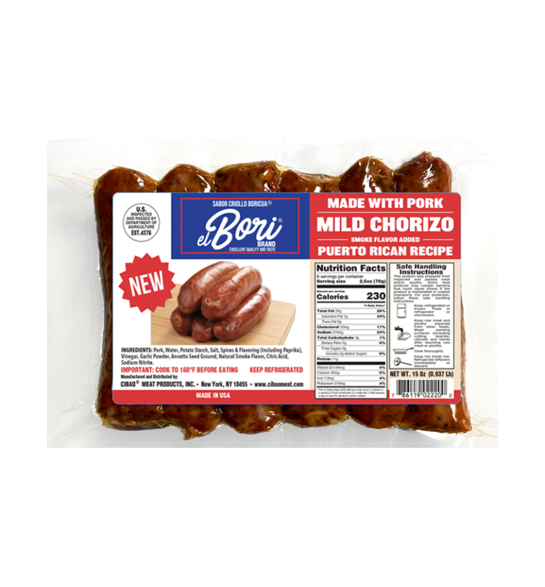El Bori Chorizo "Mild" 15 oz - Cibao Meat Products